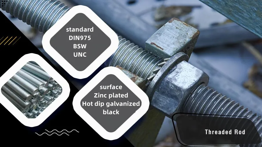 Durable Threaded Rods - Carbon Steel with Zinc Plating