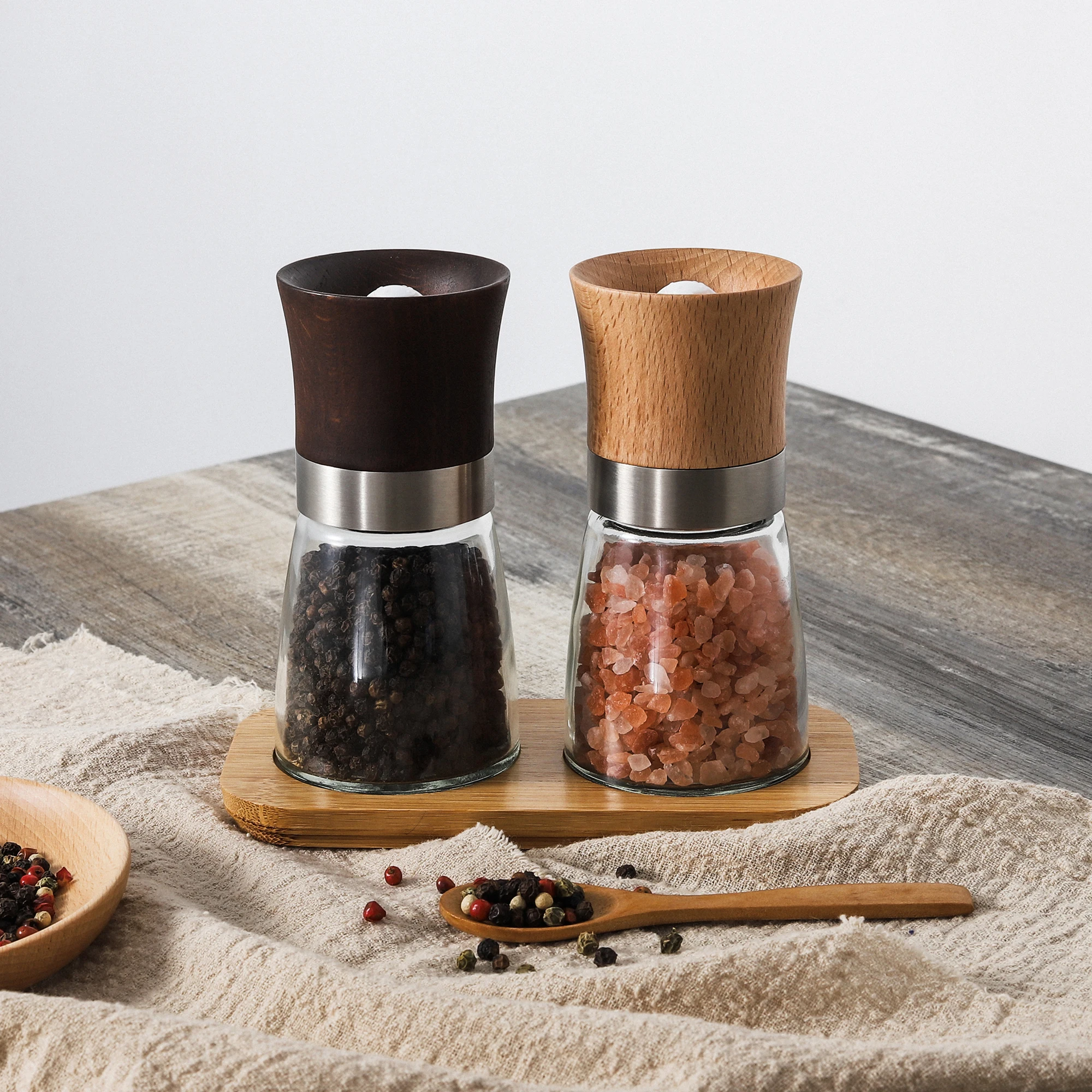 Beech Wooden Bbq Manual Adjustable Stainless Steel Beech Wooden Spice ...