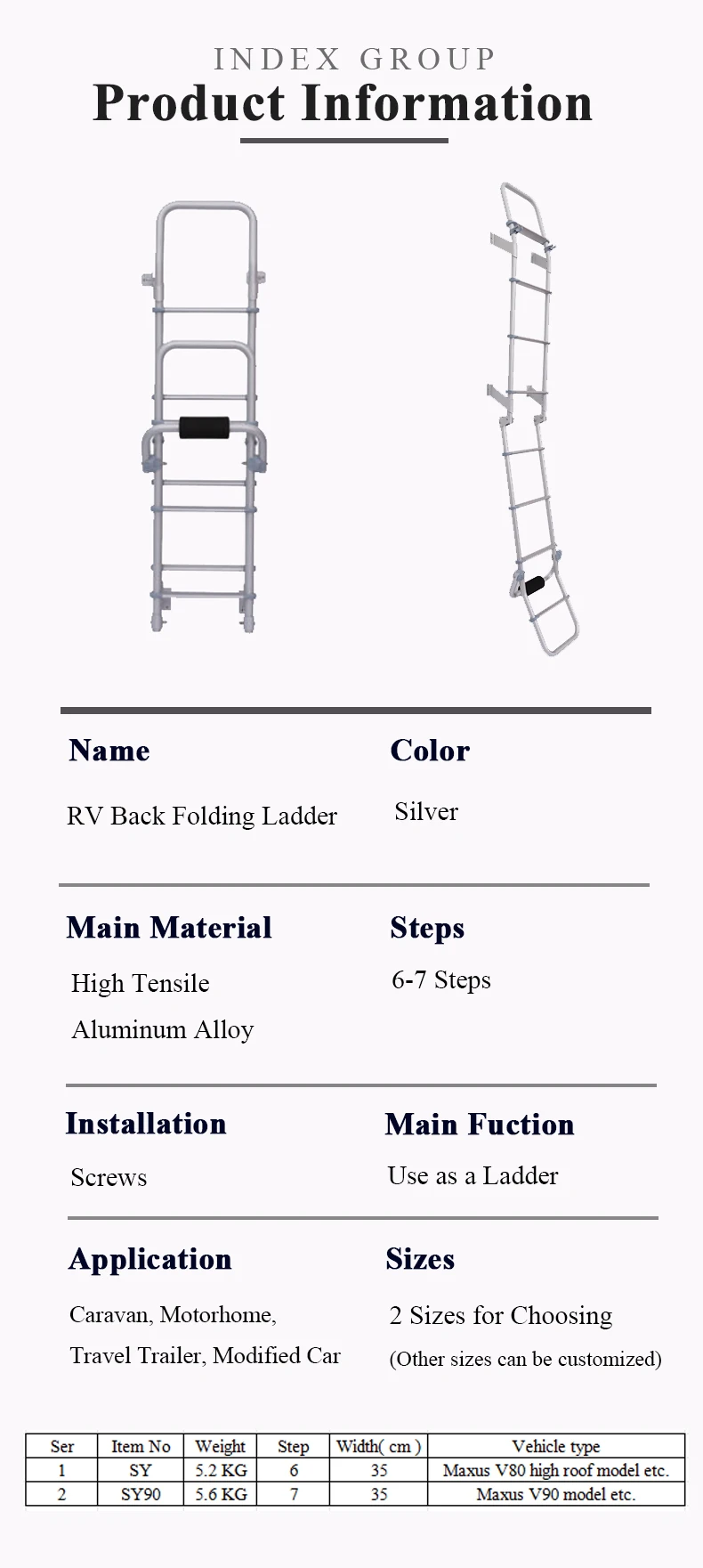 High Strength RV Back Folding Ladder - Save Space & Climb Safely
