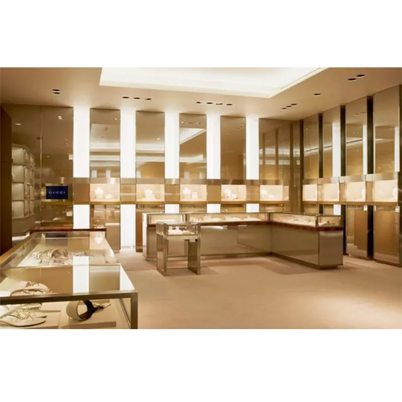 Lux Custom Made Modern Jewellery Showroom Counter Stainless Steel Floor ...