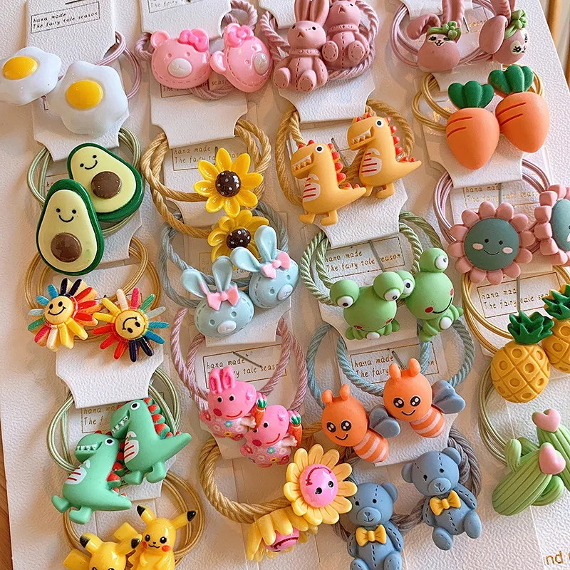 10pcs/set Cute Baby Cartoon Animals Hair Bands Girls Elastic Rubber ...