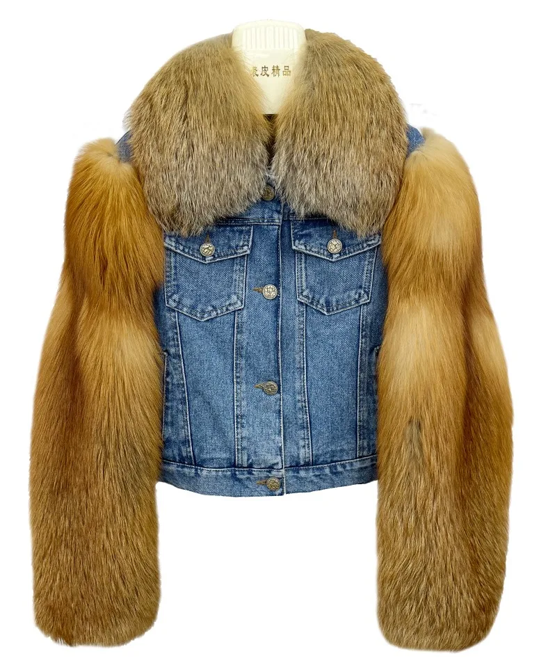 Strawberry Custom Luxury Ladies Fur Coats Cropped Real Fur Coat Winter ...