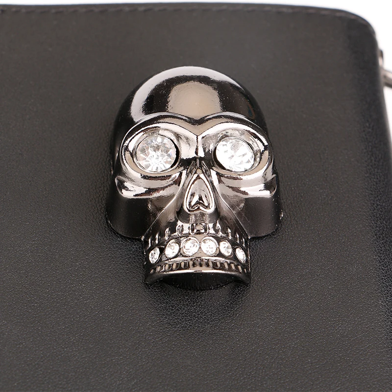 Custom Leather Wallets - RFID Skull Wallet & Diamond Chain
