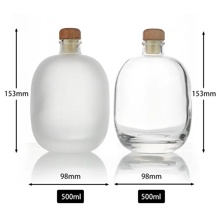Factory Cheap Price Frosted Customized Round Shape 375ml 500ml 750ml ...