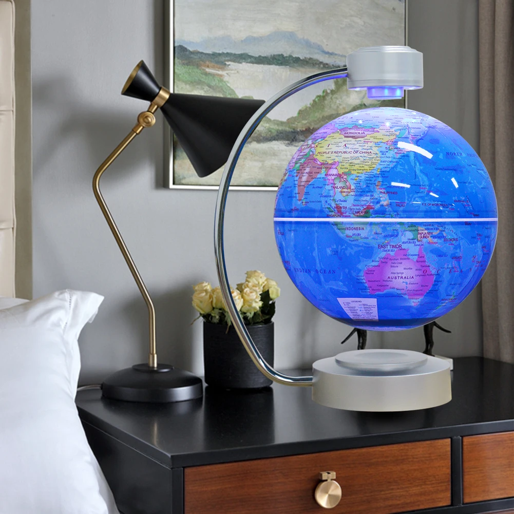 8 Inch Rotating with World Map Led Lights Magnetic Levitation Floating ...