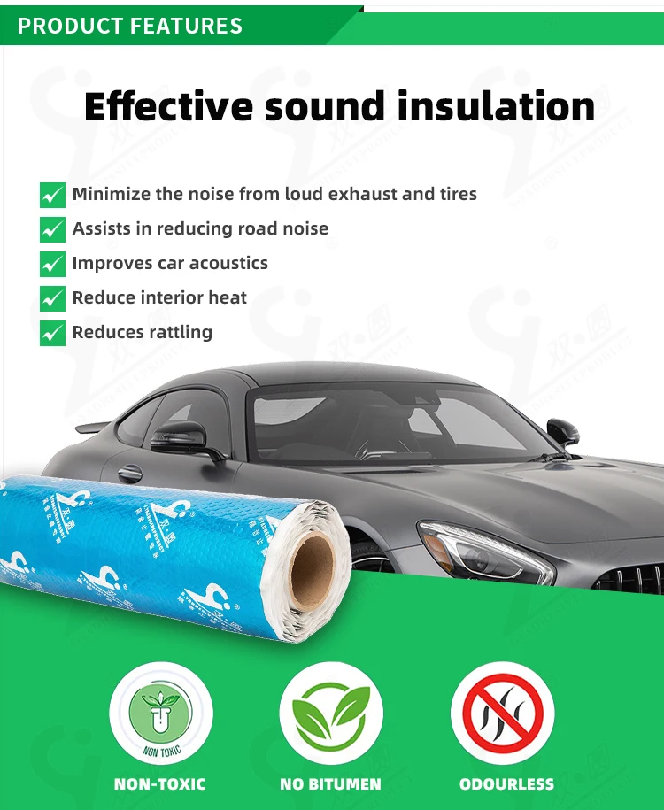Self Adhesive 2.2mm Fireproof Butyl Car Sound Deadening Roll Thermal ...