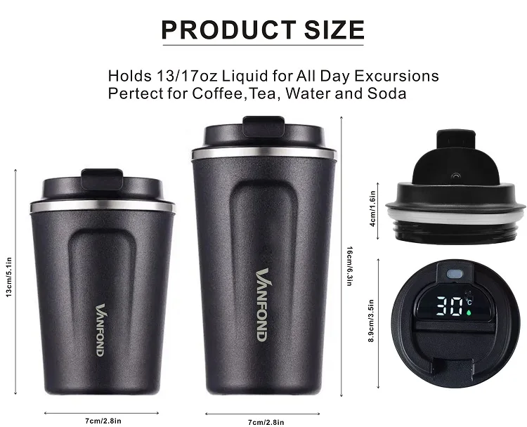 Smart Cup - LED Temperature Display Stainless Steel Mug