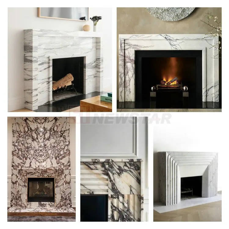 Modern Minimalist Limestone Fireplace Hearth Stone Surrounding
