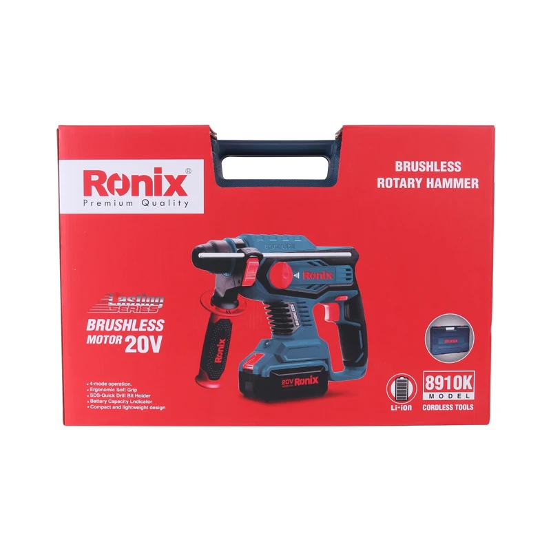 Ronix Cordless Tools 8910k Brushless Rotary Hammer Kit Sds Plus Portable Power Tool With 2 ...
