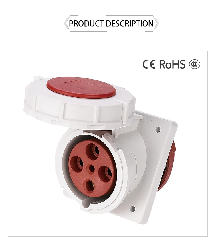 Iec60309 Electrical Plugs And Sockets 400v 63a 3p+e Ip67 Angled Panel ...