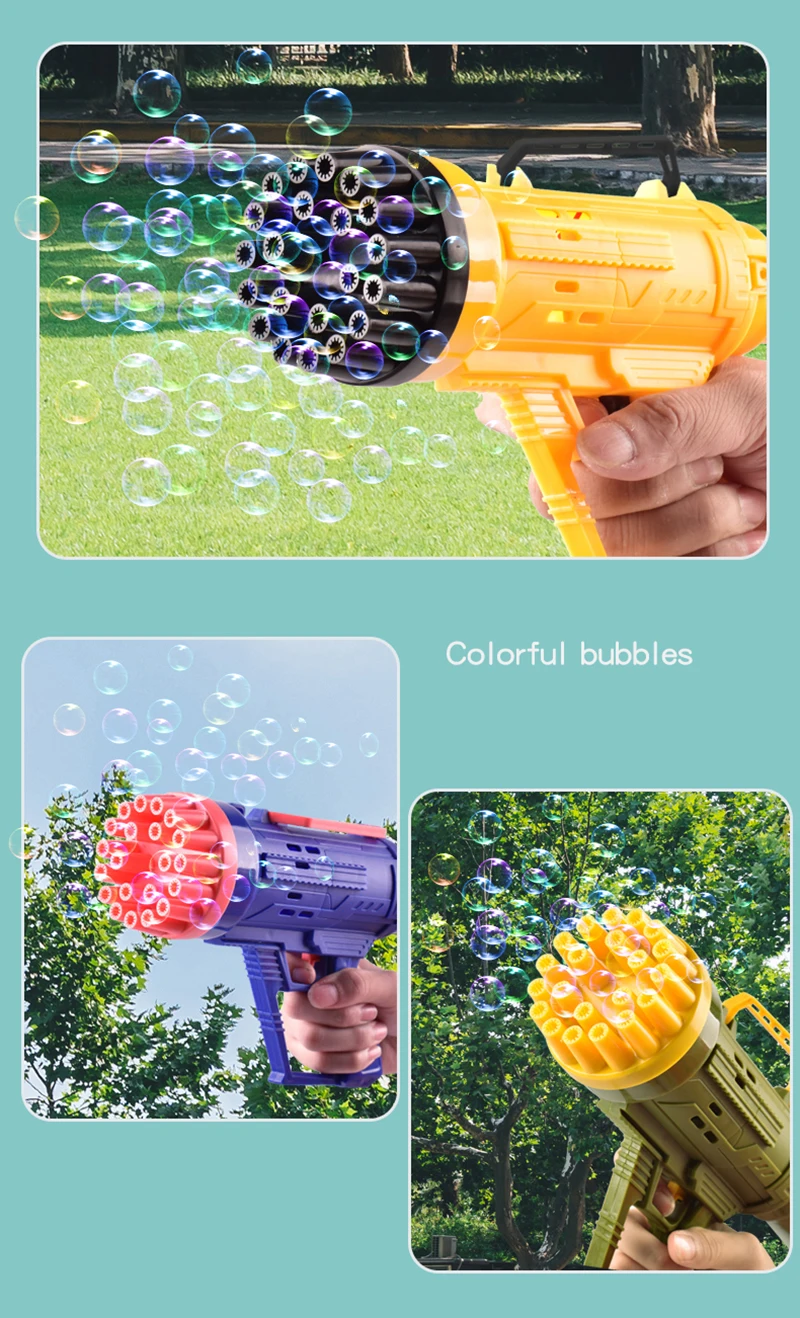 Outdoor Rocket Boom Machine Kids Electric Toy - 21 Hole Bubble Gun Shooter