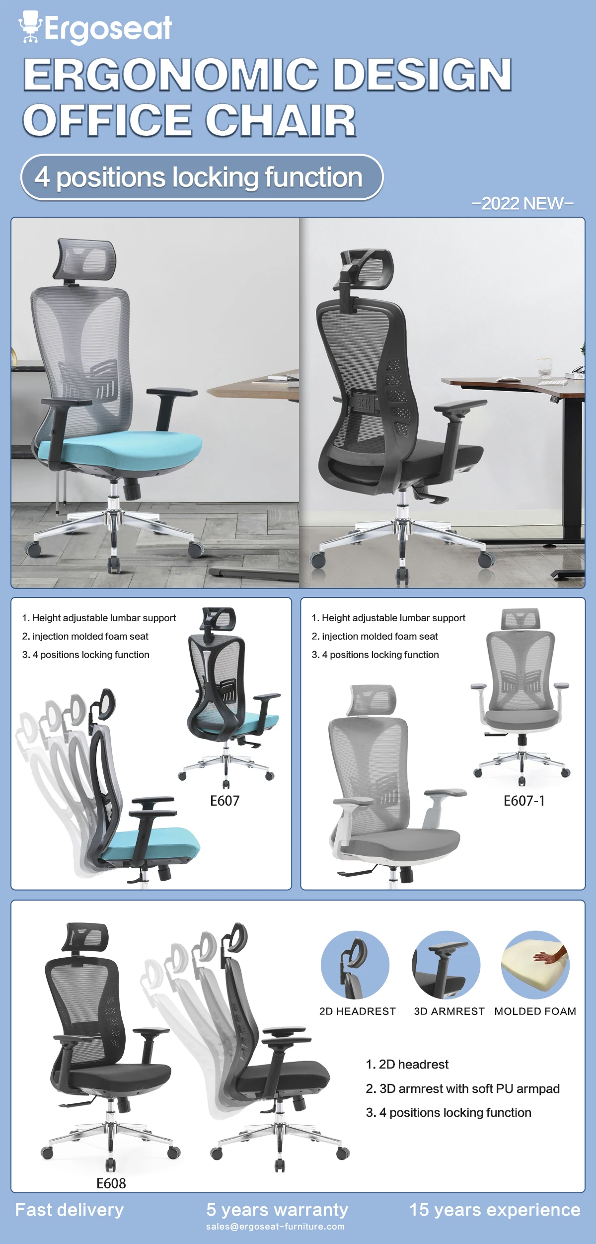 Best Ergonomic High Back Design Mesh Chrome Metal Office Chair Modern ...