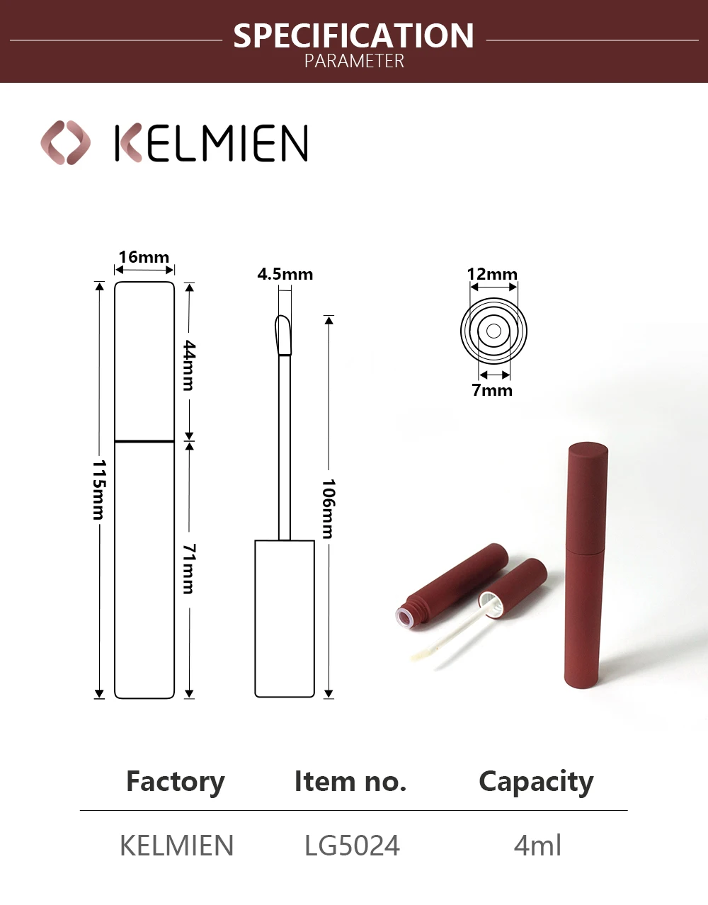 Oem Round 4ml Lip Gloss Tint Lipgloss Tubes Custom Liquid Lipstick ...