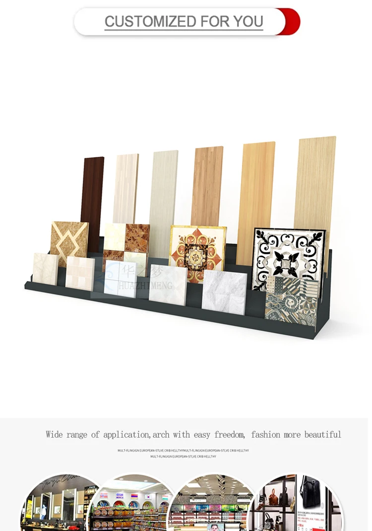 Metal Ceramic Tile Showroom Displays Racks Wood Floor Display Board ...