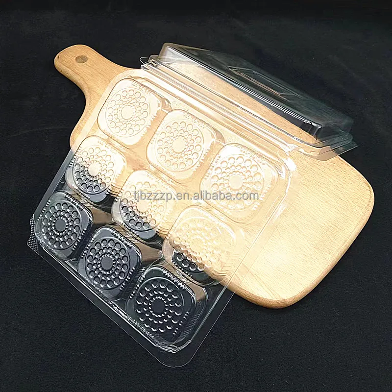Nine Transparent Mochi Packaging Boxes in a square Nine-grid Dessert ...