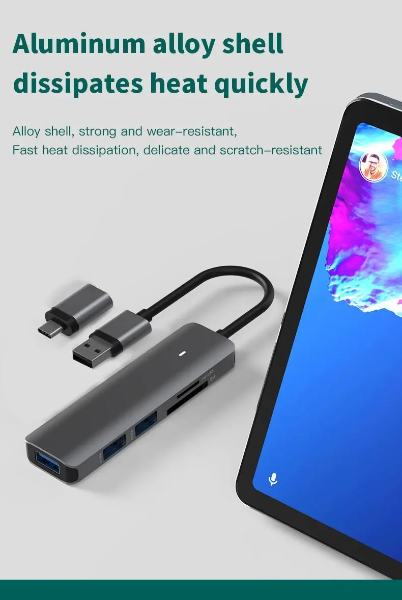 Aluminum Type C Usb Port Hub Multiport 4 In 1 Usb C Hub 3.0 Drive ...