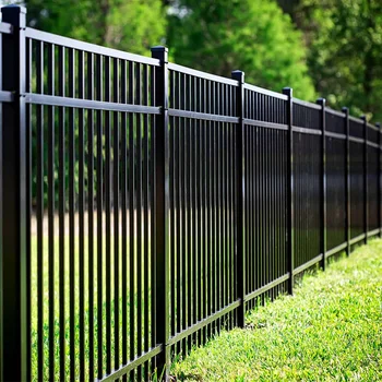 European Powder Coated Black Aluminum Rails Estate Fence Wrought Home ...