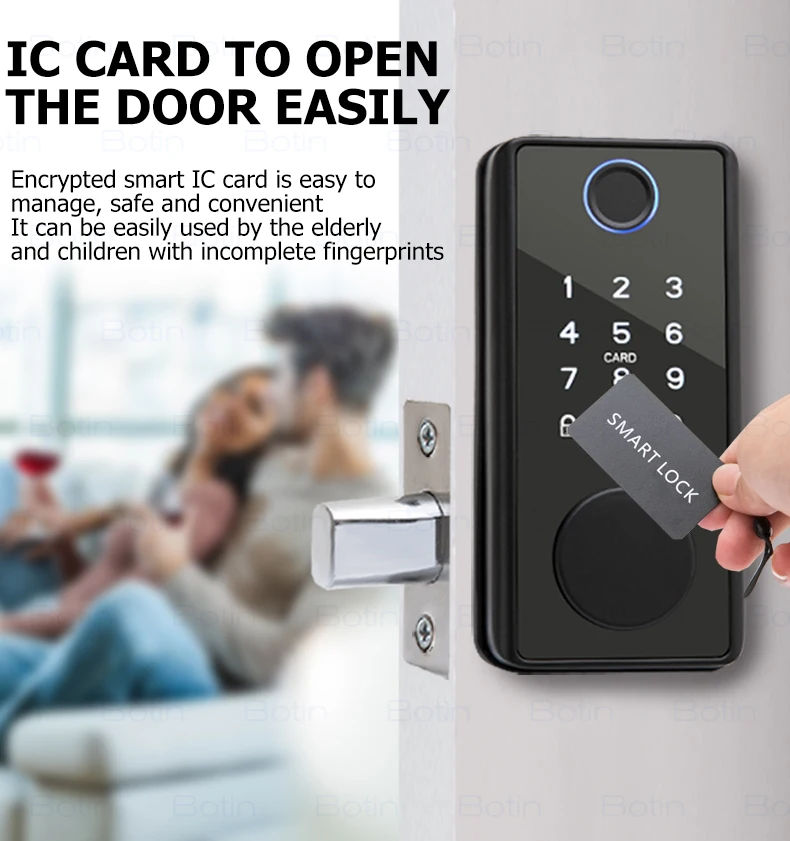 Kadonio Automatic Electronic Smart Wooden Door Lock Fingerprint Card ...