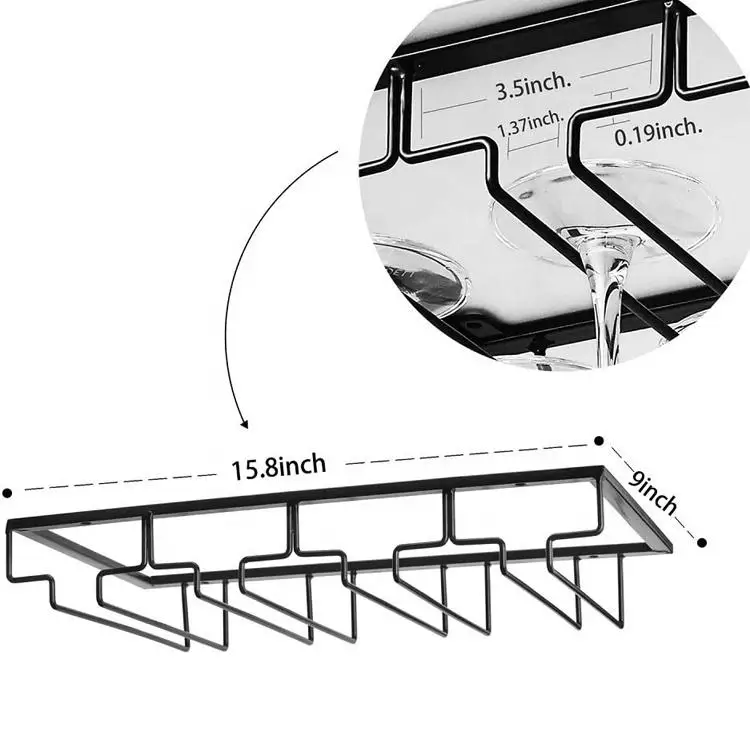 Mocoum Wine Glasses Rack Under Cabinet Stemware Rack,Wine Glass Hanger ...