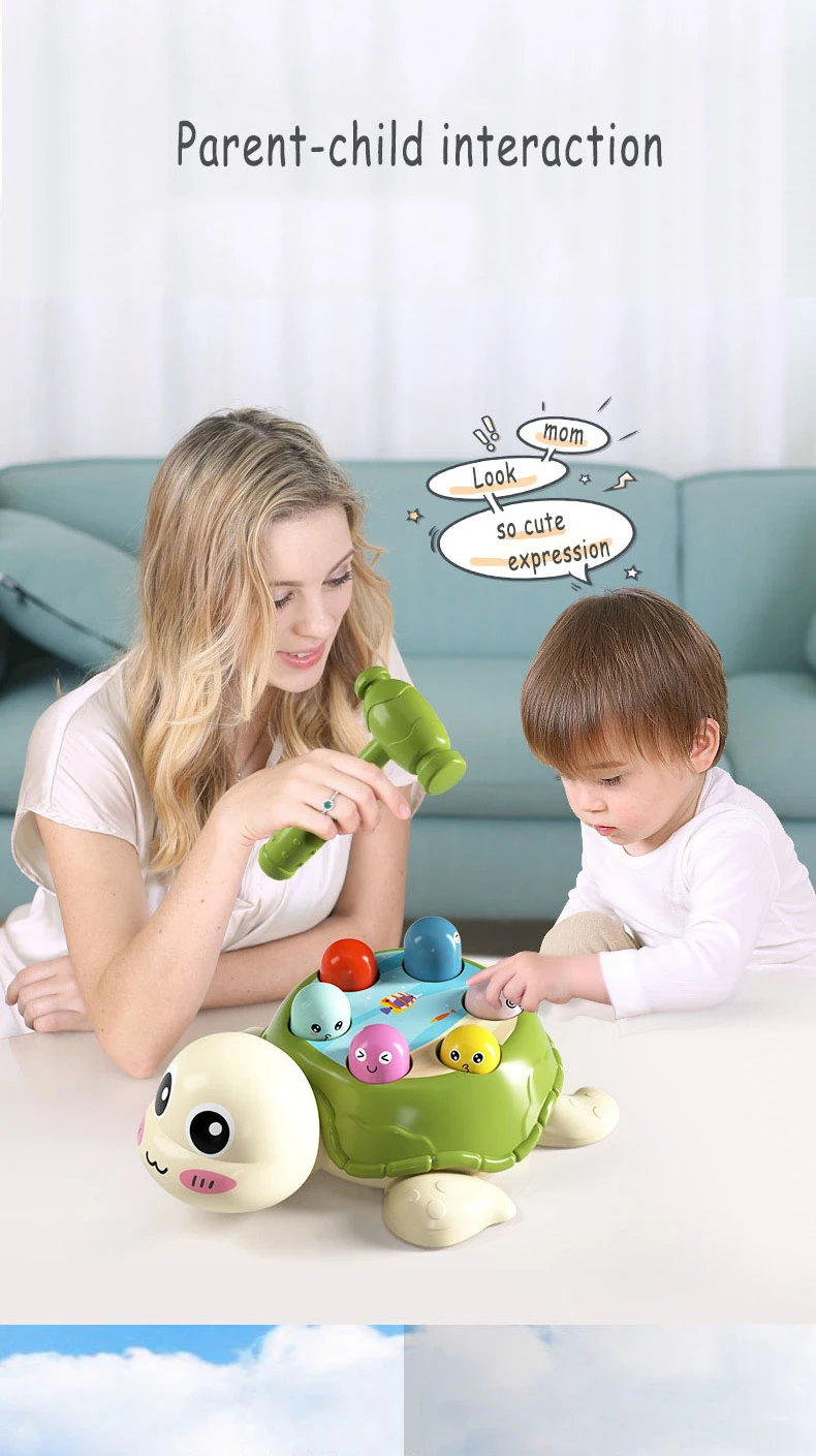 Hot Selling Whack-a-mole Toy Children Smart Knock Hammer Turtle Music ...
