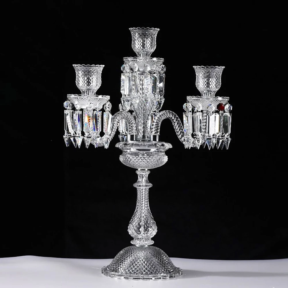 Purple Color Candelabra Single Modern Crystal Candelabra Menorah Crystal Candlestick For Home ...