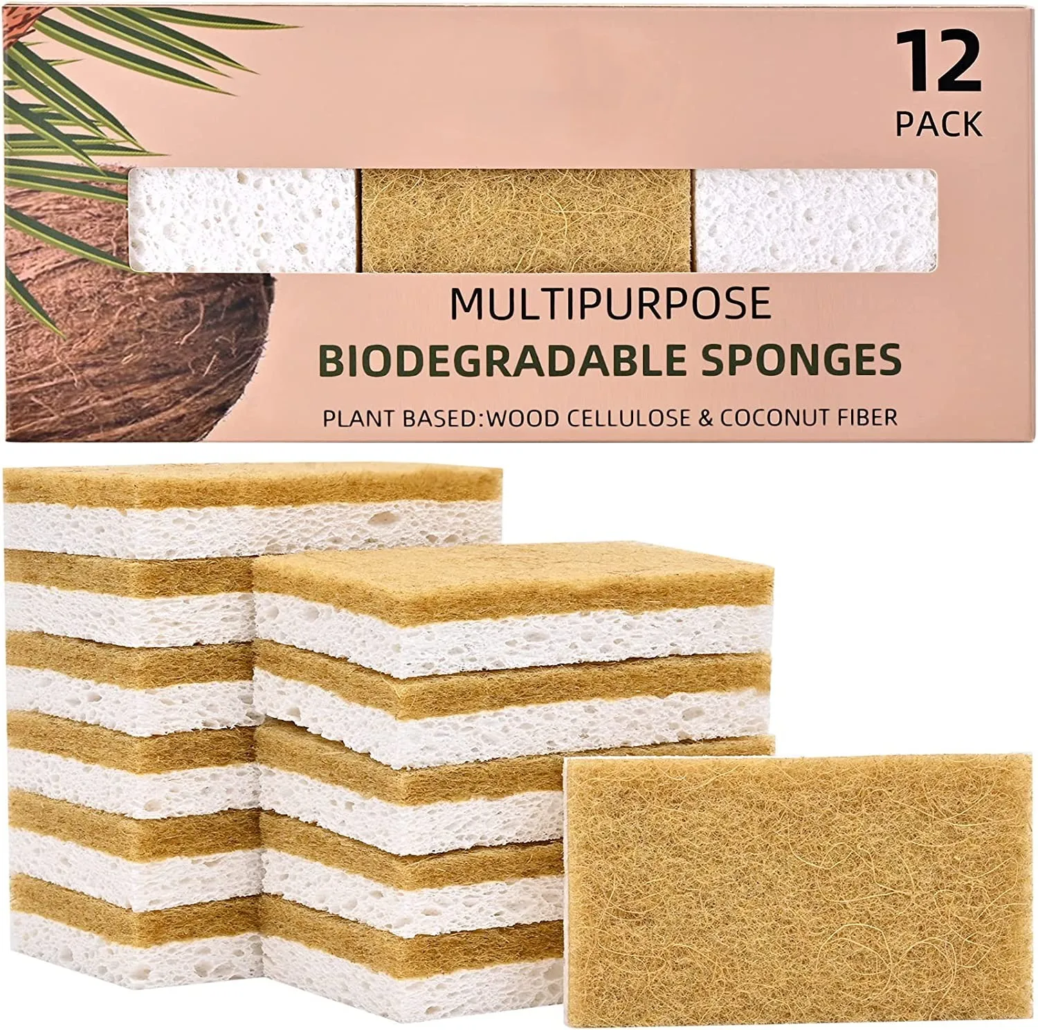 Natural Heavy Duty Scrubbing Cellulose Sponge Practical Cleaning Sponge ...