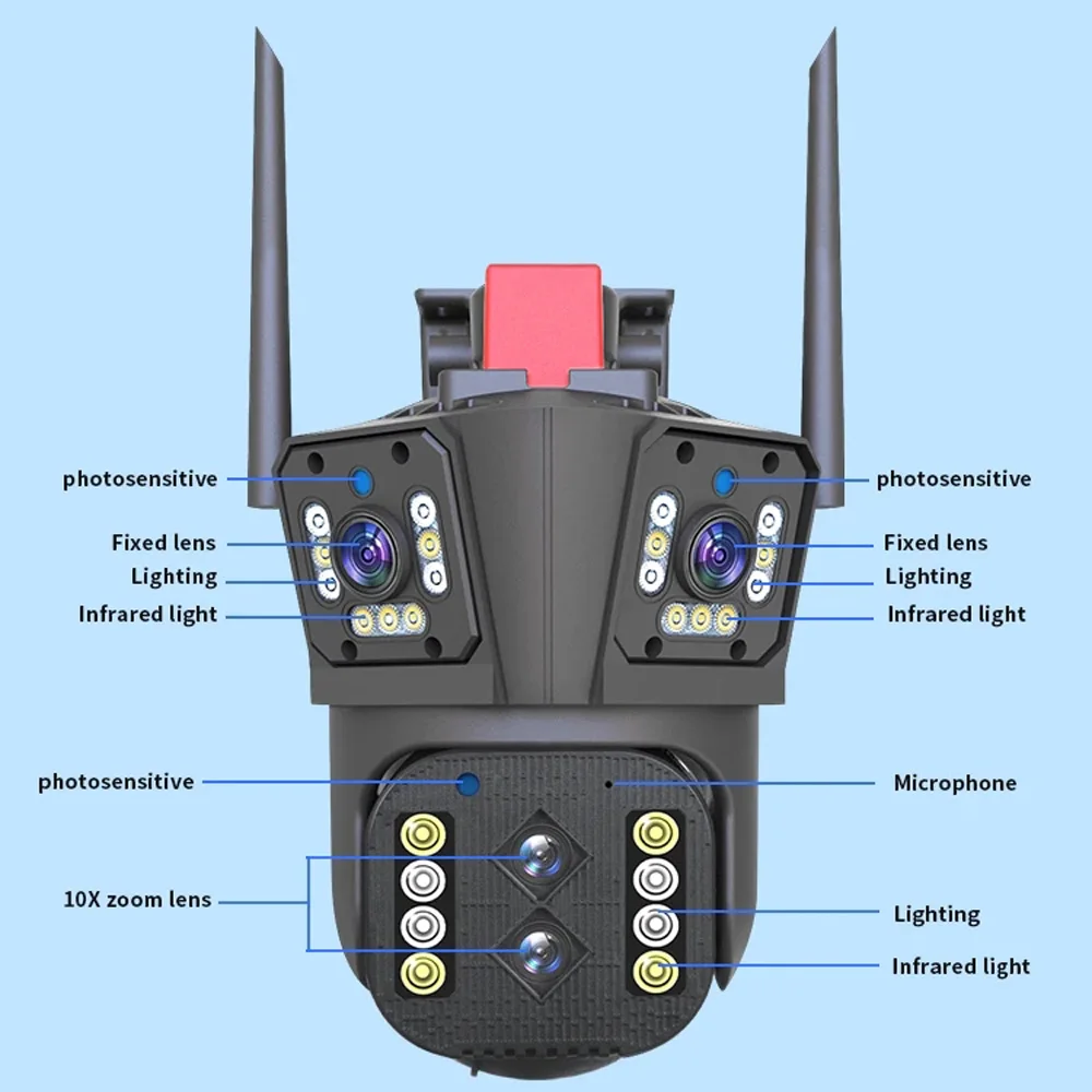 Ipc360 Home 16mp Four Lens Three Screen 10x Zoom Wireless Wifi Camera Diy Home Security Wifi ...