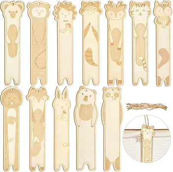 15cm Diy Wooden Craft Bookmark Wooden Rectangle Animal Laser Cut Wood ...