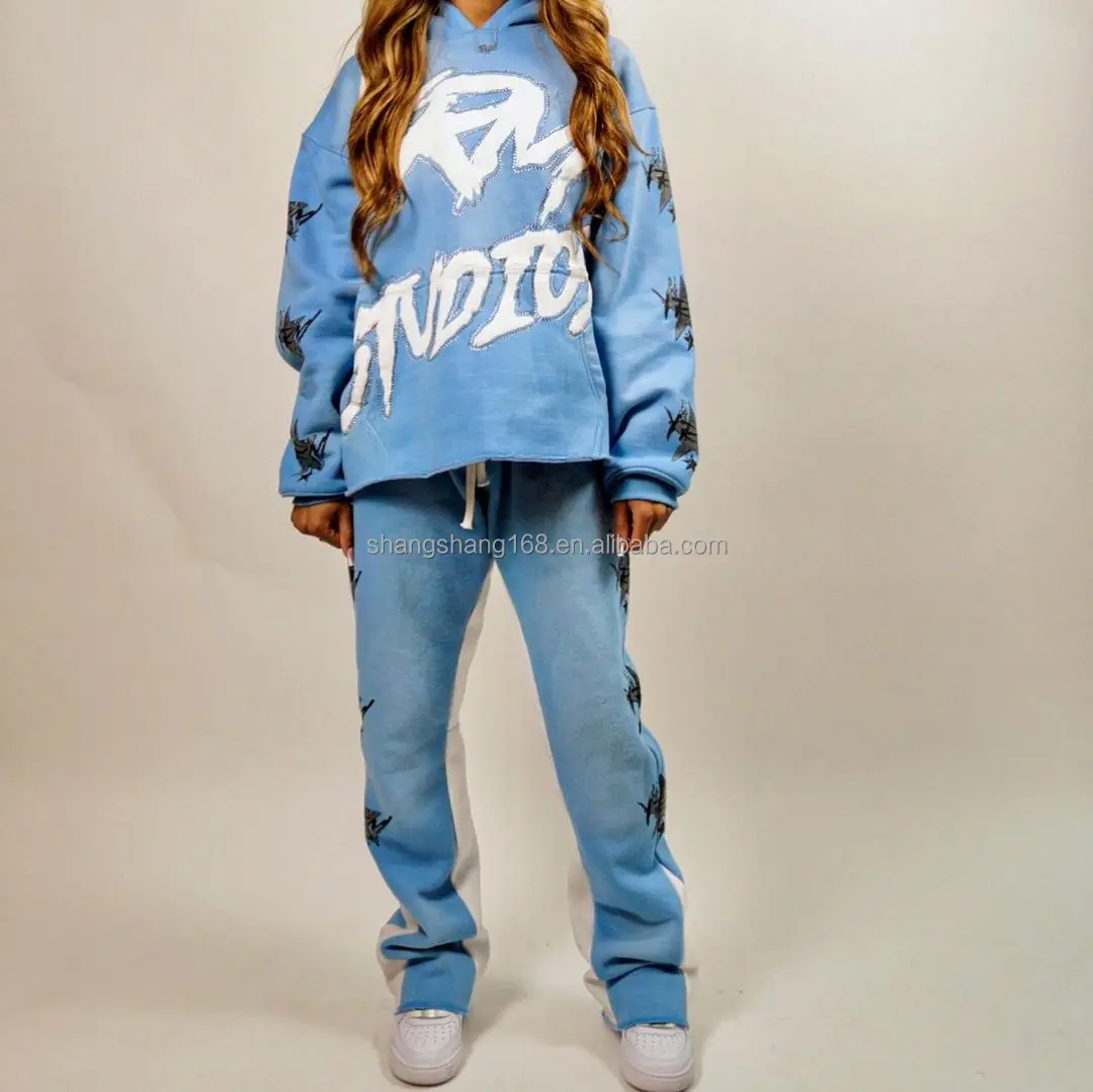 Custom Heavyweight Cropped Puff Print Tracksuit - Men Hoodies