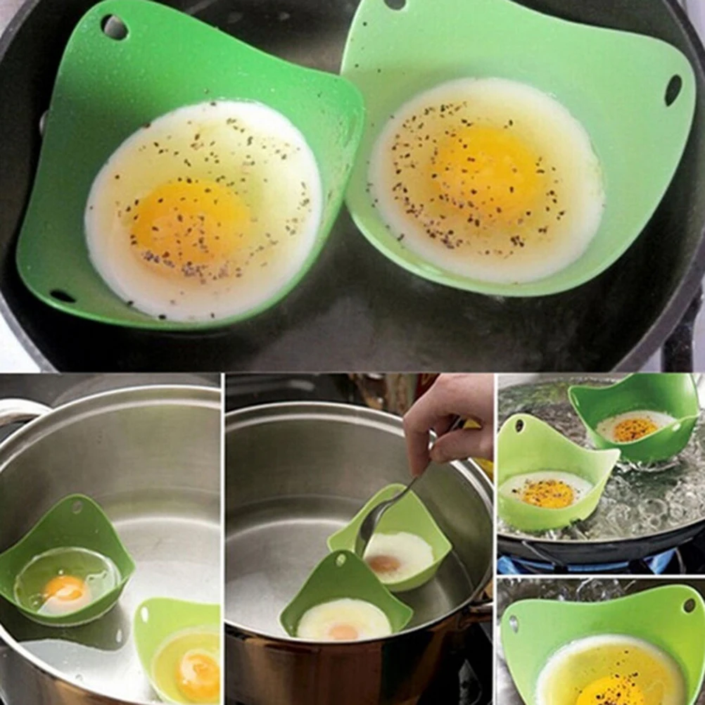 Round Silicone Egg Poacher Poaching Pods Egg Steamer Bowl Rings Mold Cooker Kitchen Boiled