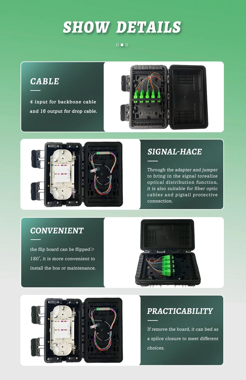 16 Core Fibre Optic Cable Splitter Box Plc Splice Box Black ...