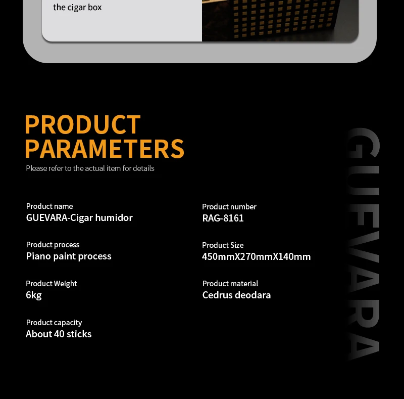 New Design Guevara Electronic Fingerprint Lock Cigar Humidor