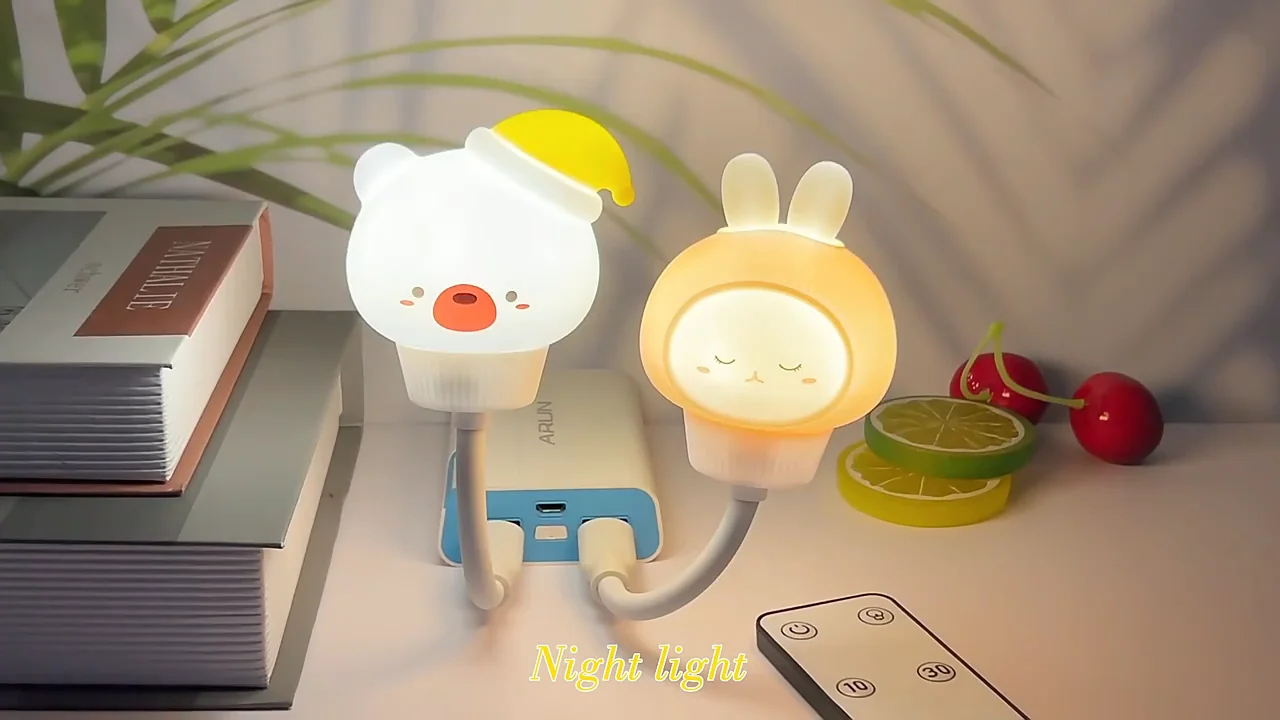 Usb Plug-in Cute Cartoon Bear Rabbit Cat Night Light Usb Plug In Led ...