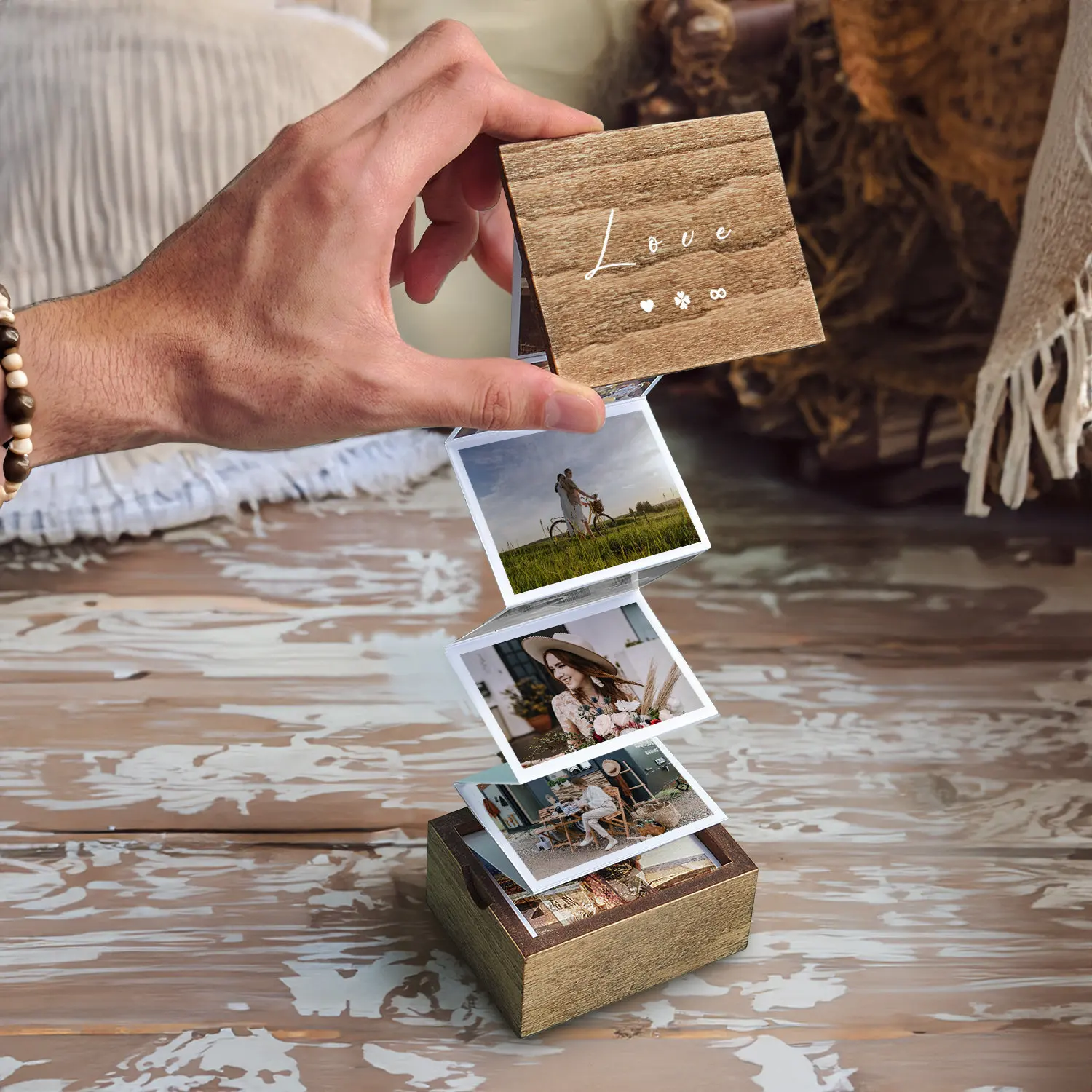 Personalized Mini Wood Pull Out Photo Album Memory Box| Alibaba.com