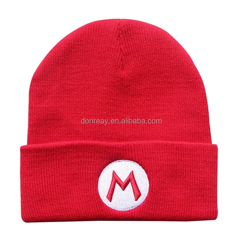Cartoon Anime Super Mario Embroidery Knitted Cap Head Warm Cap Hip-hop ...