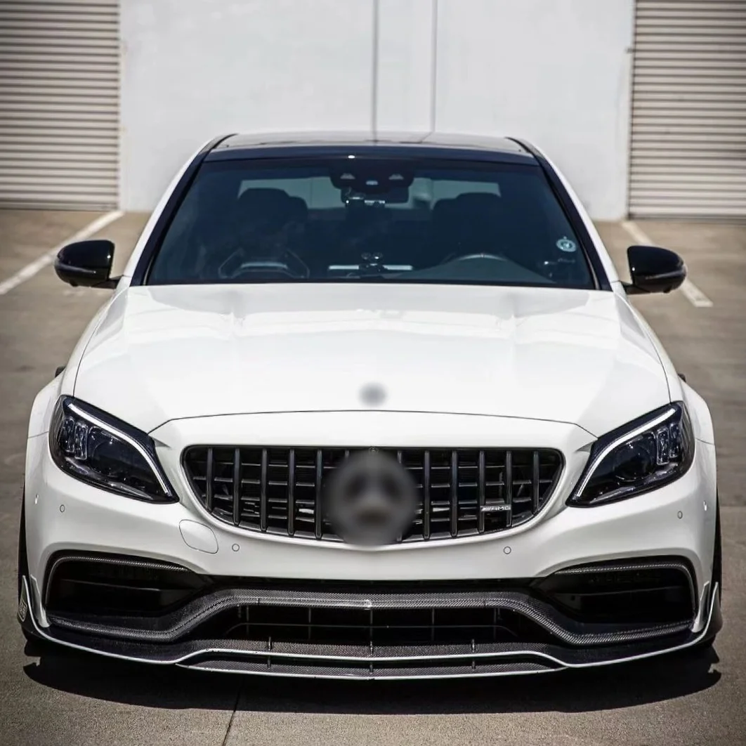 B Style Front Lip For Mercedes-benz C-class W205 Lci 2019+ Carbon Fiber ...