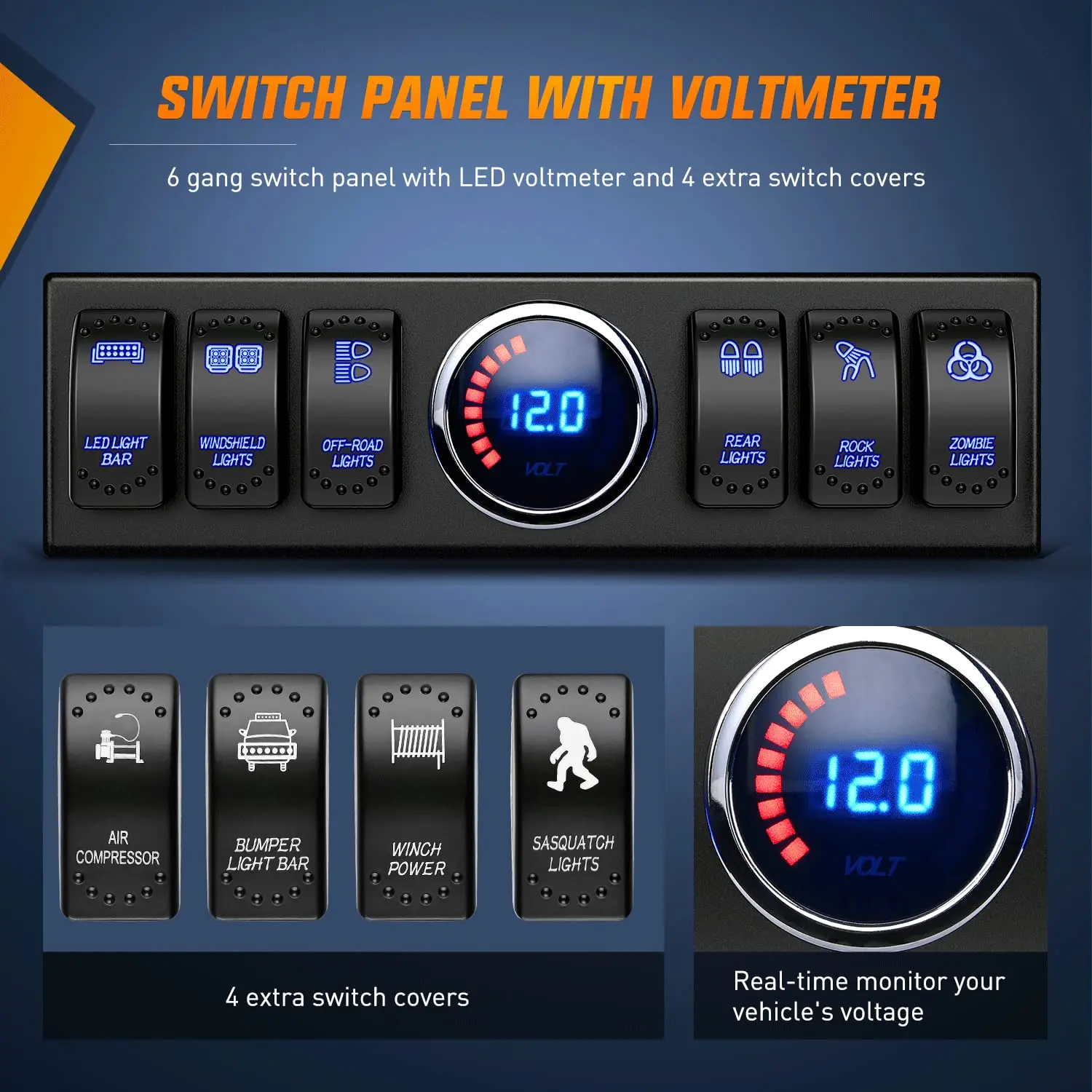 6 Gang Rocker Switch Panel Relay Box Circuit Control System With Switch ...