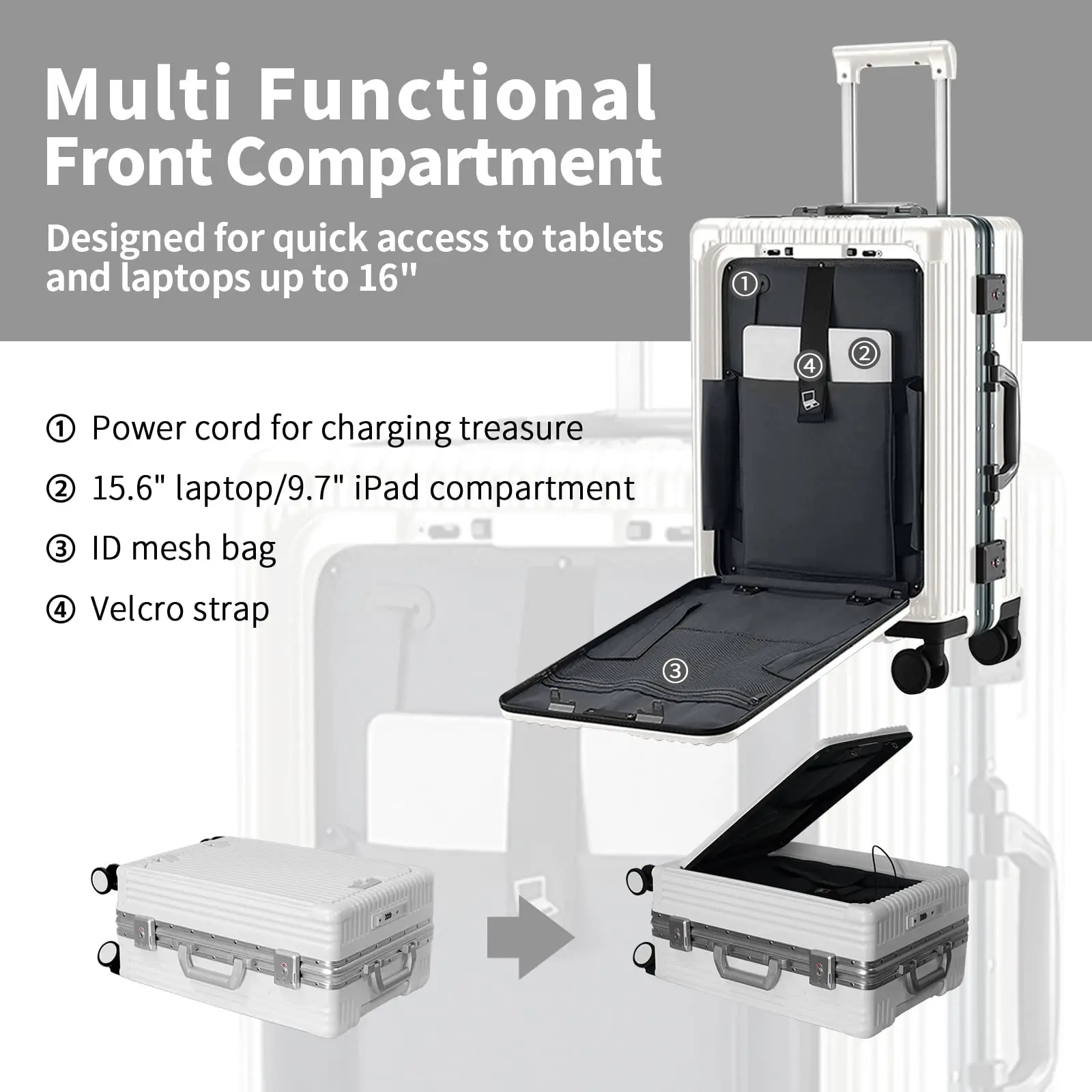 July PC Carry on Luggage with Spinner Wheels Aluminum Framed Carry on ...