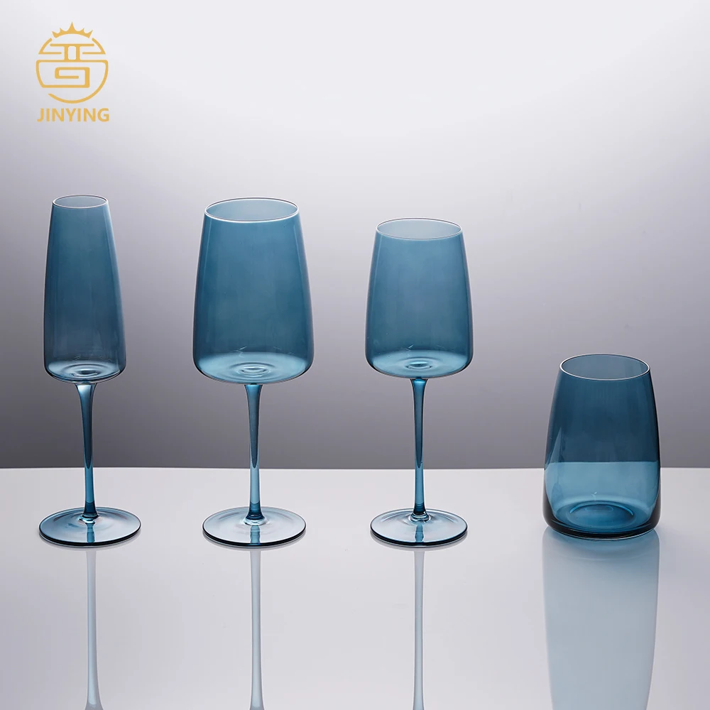 Green Clear Glass Plates Bulk Large Capacity Light Luxury Wine Glass ...