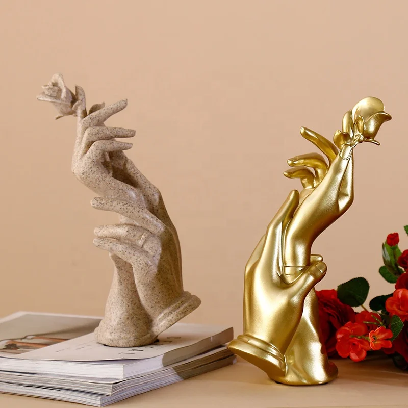 Modern Abstract Hand Shape Figure Sculpture With Golden Ball For Hotel ...
