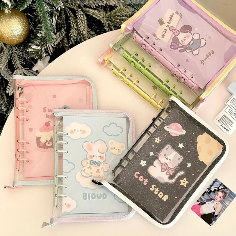 Cartoon Color Blocking PVC Binder Notebook 6-holes Loose-leaf Binder ...