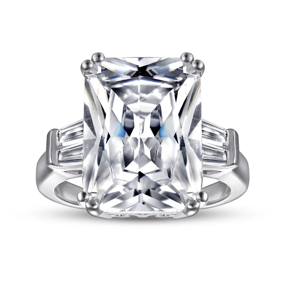 925 Sterling Silver Zircon Pink Diamond Ring Female Ladies Square ...