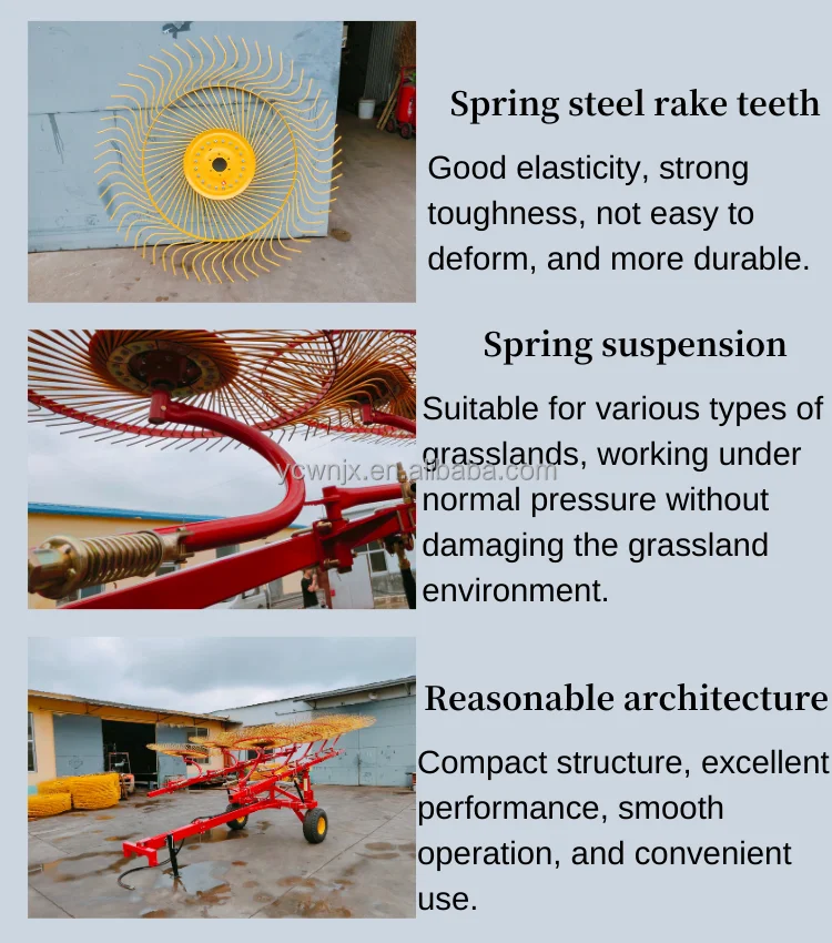 3 Point Pto Power Rake Tractor Trailed Hay Rake Finger Wheel Hay Rake ...