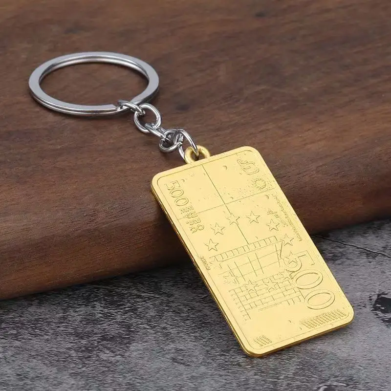 Euro Cash Hip-Hop Style Metal Keychain Fashionable Money Keyring ...