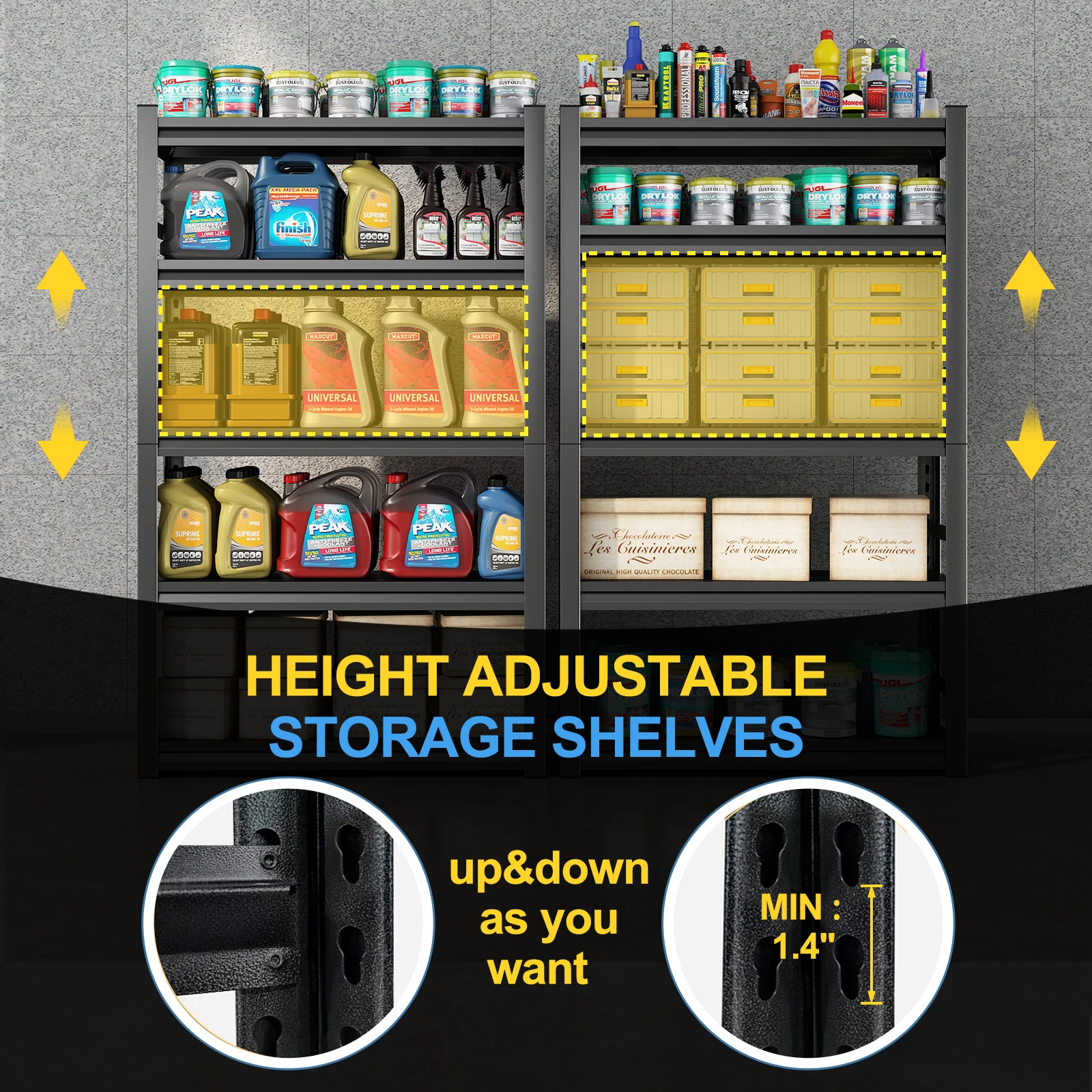 Slotted Knock Down Rack for Shop Shelf 5 Level Shelf Metal Home Storage ...