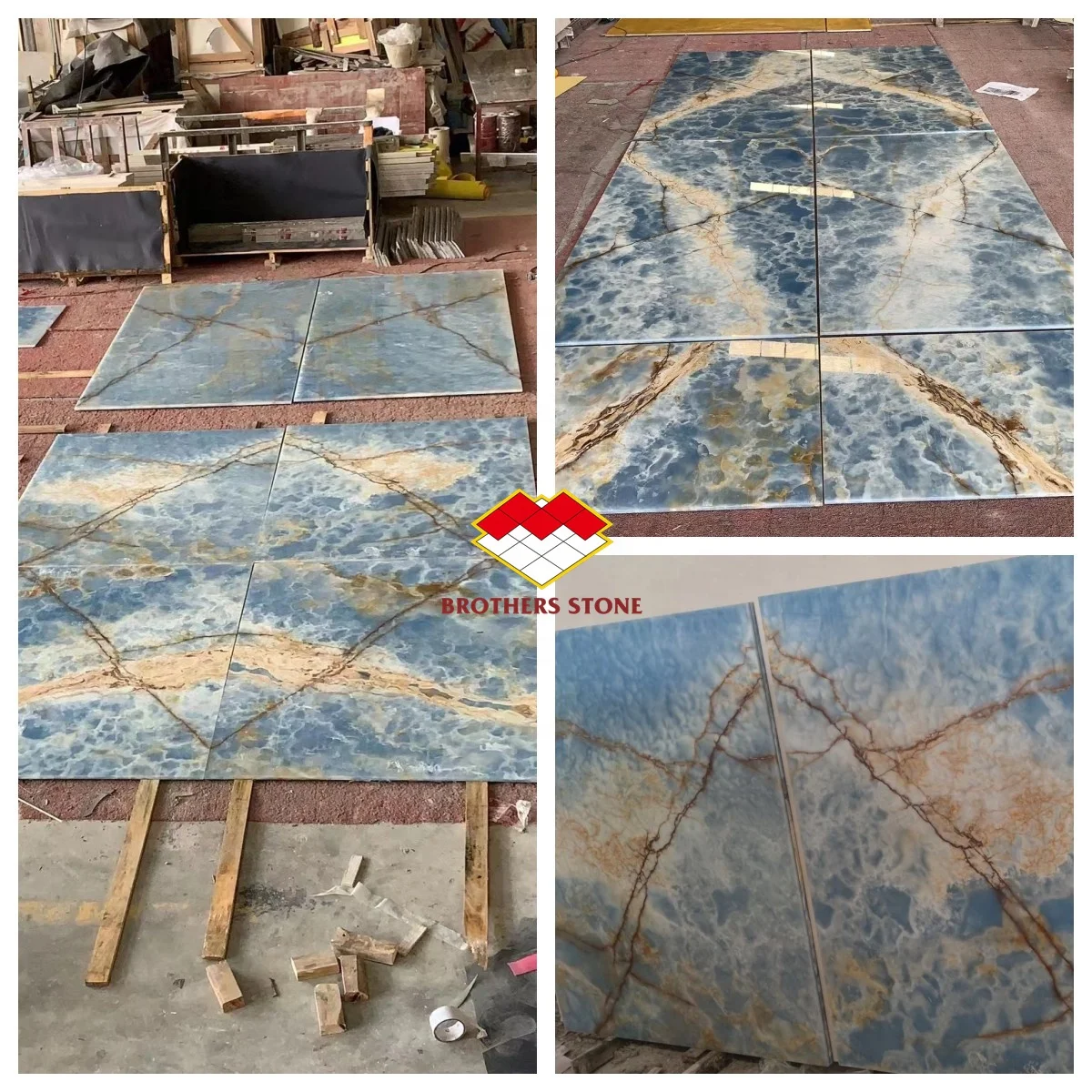 Fantasy Blue Marble Vanity Top - Custom Blue Crystal Quartz