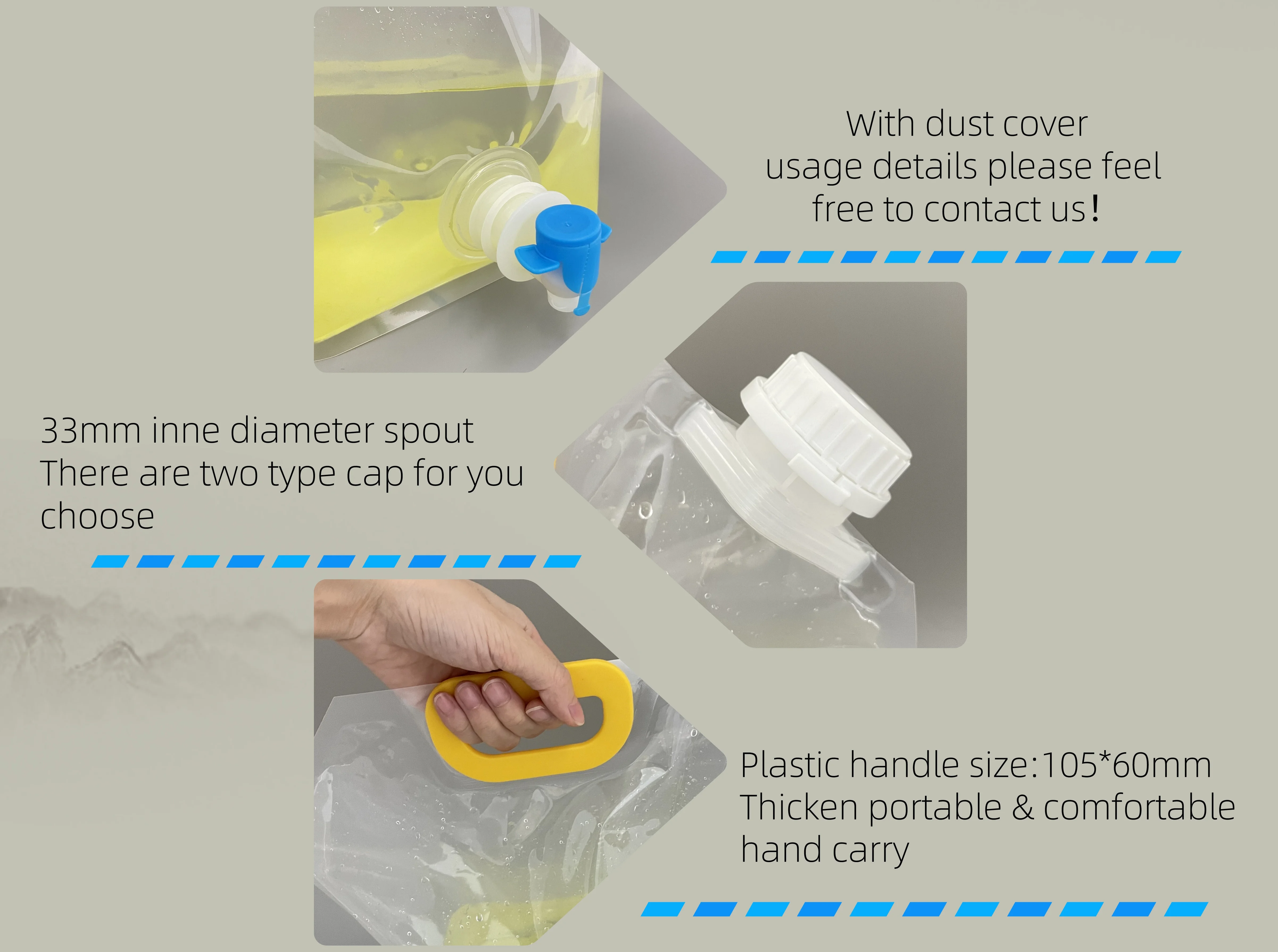 100ml 1l 2l 3l 4l 5l Spout Pouch Clear Portable Beverage Catering Bag ...