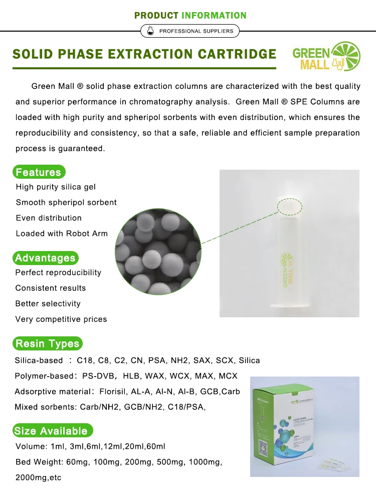 Lab Use Spe Column For Pharmaceutical Analysis Solid Phase Extraction Cartridge With C18 Based ...