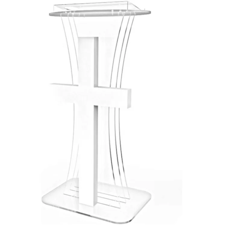 Clear Acrylic Lucite Podium Pulpit Lectern White Plexiglass Church ...