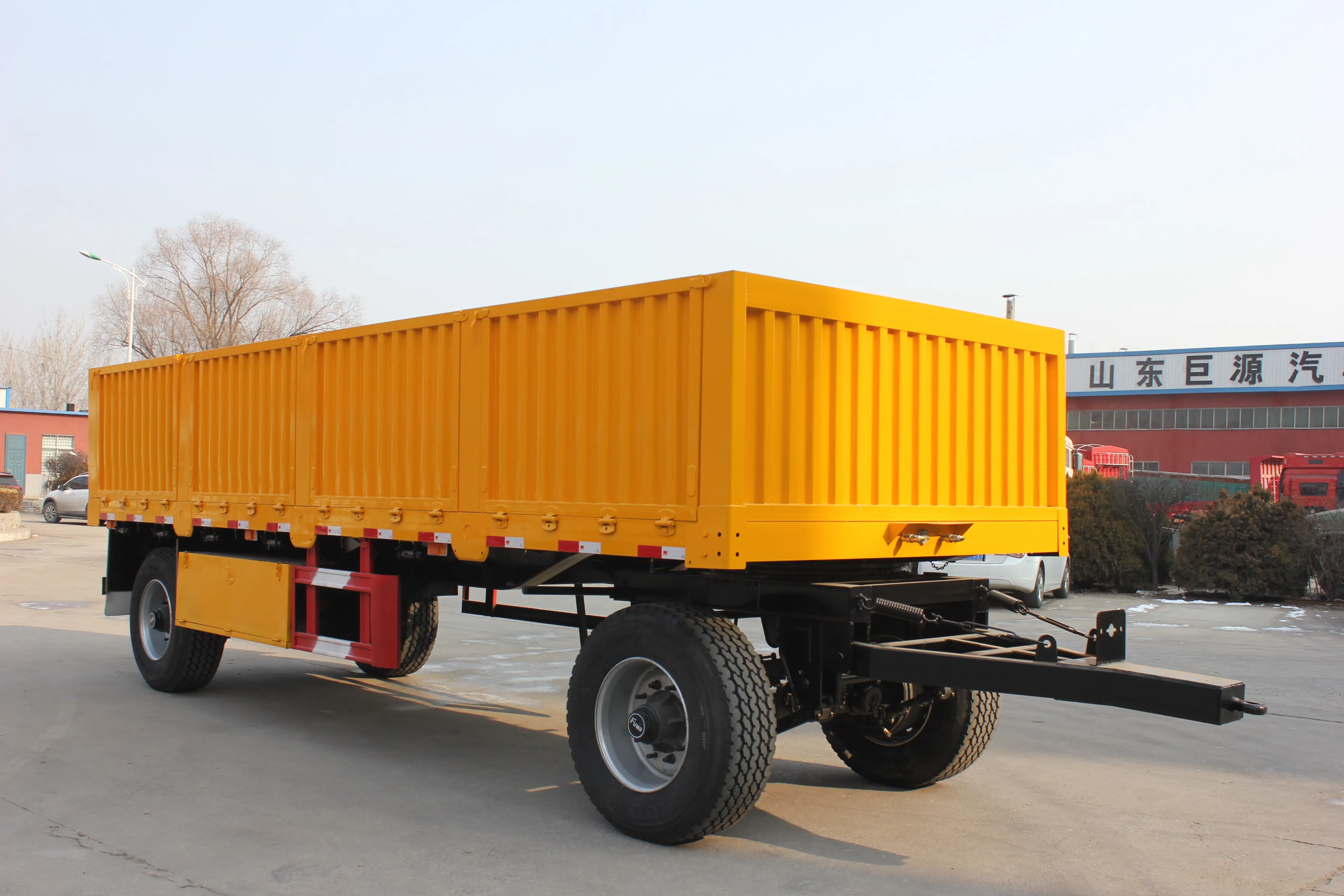 Two Axle Full Trailer Type Drawbar Flatbed Container Draw Bar Cargo ...